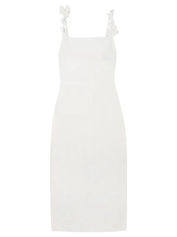 ANDRES OTALORA Petalos Embroidered Linen Midi Dress - Off-white