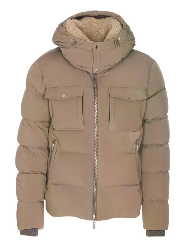 MOORER Padded Detachable-hood Jacket - Neutrals