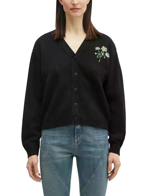Kenzo Floral-embroidered Cardigan - Black