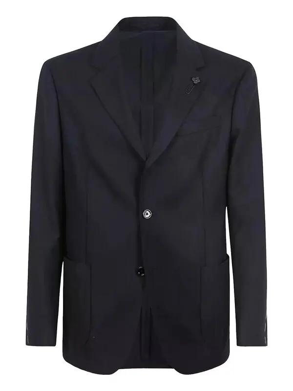 LARDINI Flower Clip-detail Wool Blazer - Blue