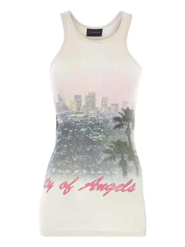 Balenciaga City Of Angels Ribbed Tank Top - White