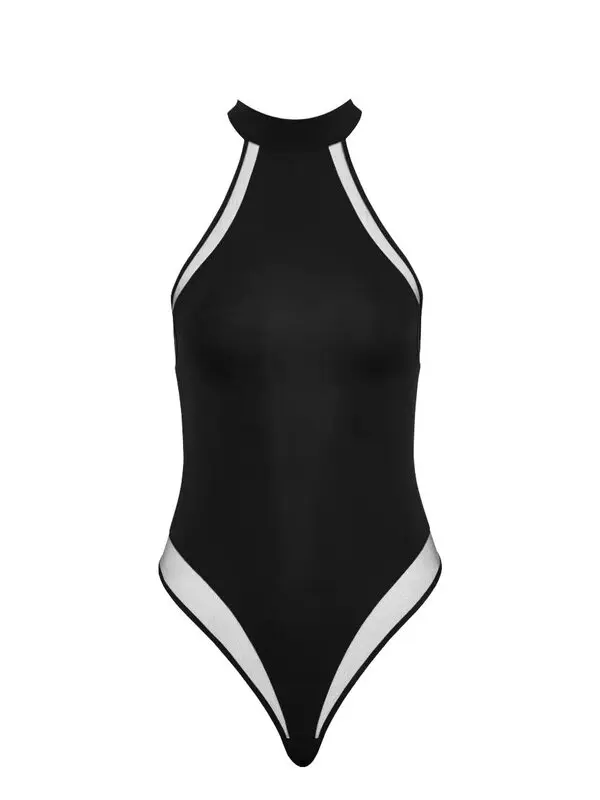MAISON CLOSE Halterneck Thong Bodysuit - Black
