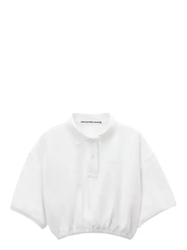 Alexander Wang Elasticated-hem Cropped Polo Top - White