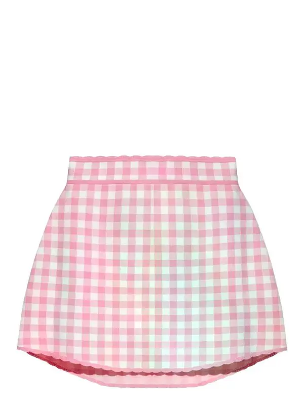 LoveShackFancy Gingham Scallop-hem Mini Skirt - Pink