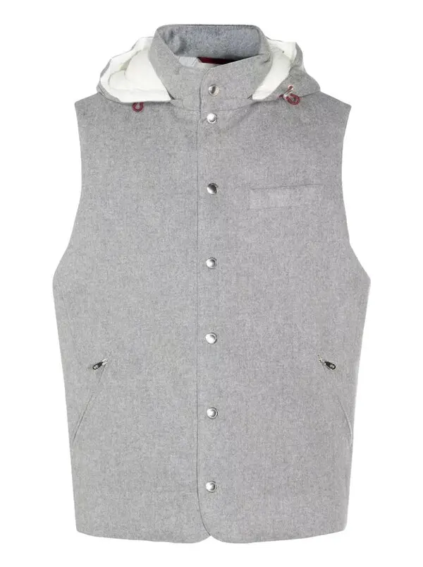 Brunello Cucinelli Hooded Buttoned Gilet - Grey