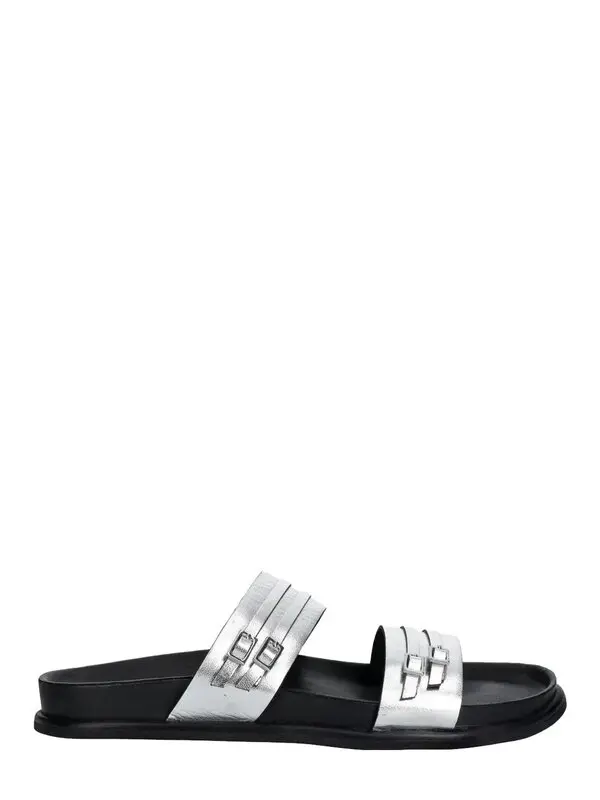 VAGABOND SHOEMAKERS Buckle-detail Leather Slides - Silver