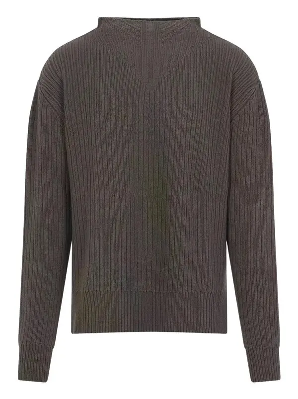 Rick Owens Ribbed Mock-neck Sweater - Grey