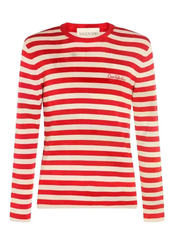 Valentino Garavani Striped Wool T-shirt - Neutrals