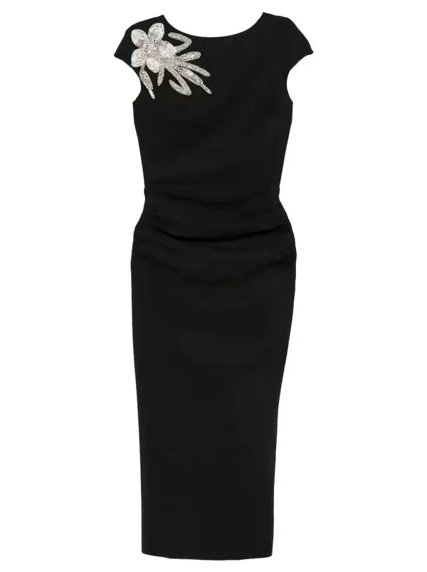 Chiara Boni La Petite Robe Cap-sleeve Midi Dress - Black