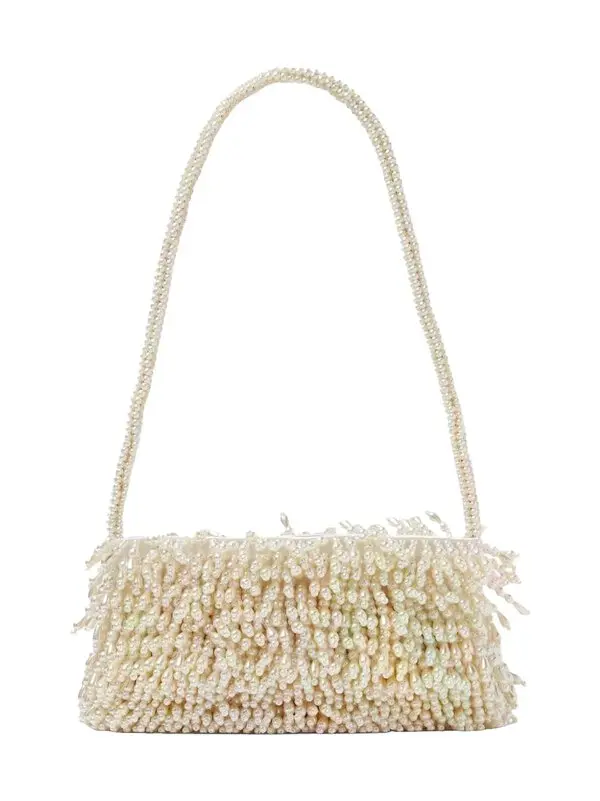 VANINA Cascade De Caresses Beaded-fringe Bag - White