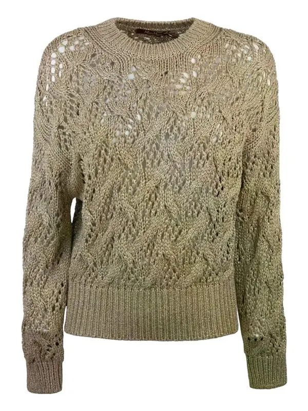 Max Mara Geometric-pattern Knit Sweater - Gold