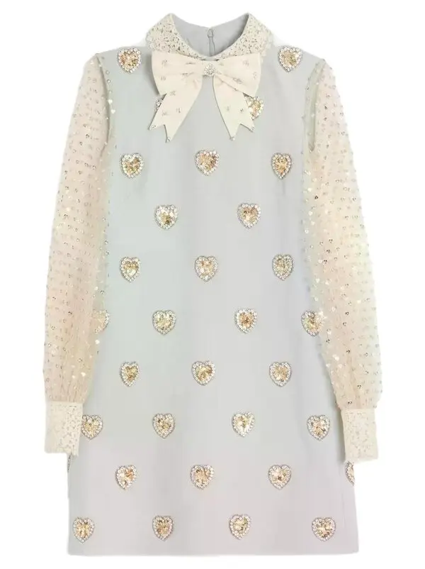 Valentino Garavani Mini Crepe Couture Embroidered Dress - Blue