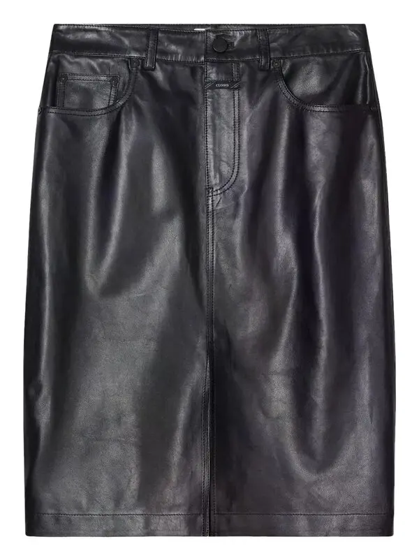 Closed Leather Midi Skirt - Black