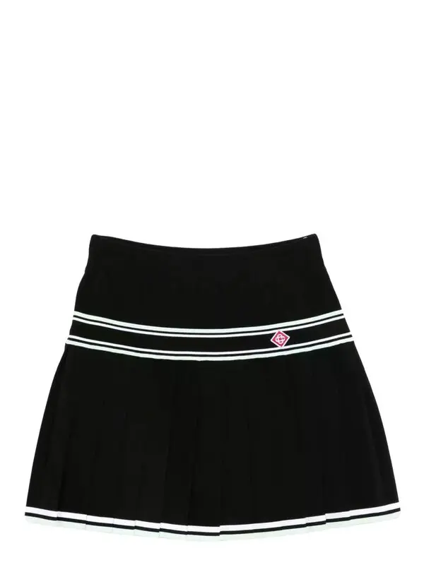 Casablanca Pleated Striped A-line Skirt - Black