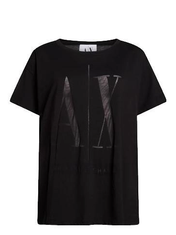 Armani Exchange Cotton And Polyester T-shirt With Logo Print - Black