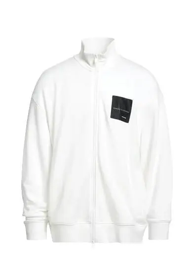 Armani Exchange Solid Turtleneck Sweatshirt With Zipper - Off White