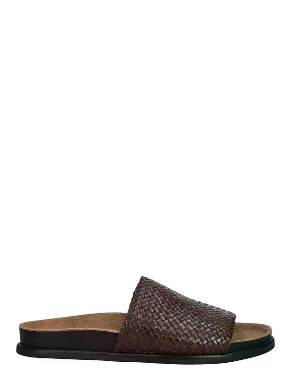 VAGABOND SHOEMAKERS Effie Woven Leather Slides - Brown