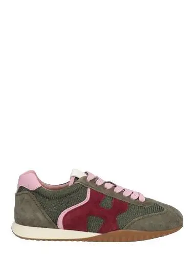 Hogan Military Leather And Textile Sneakers - Green