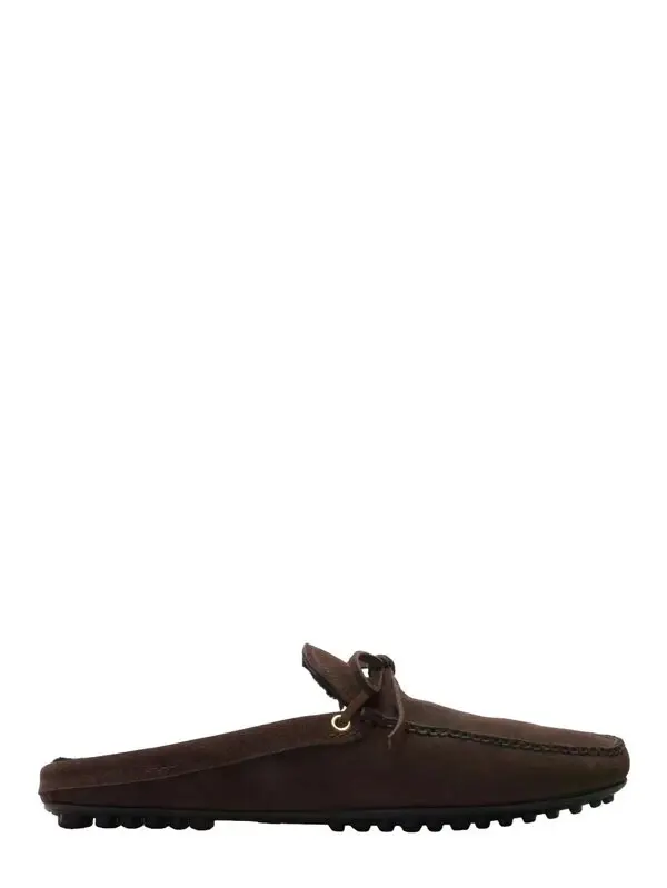 Car Shoe Lace-up Suede Slippers - Brown
