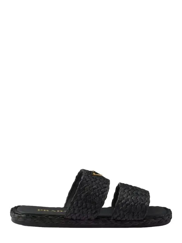 Prada Raffia Slides - Black