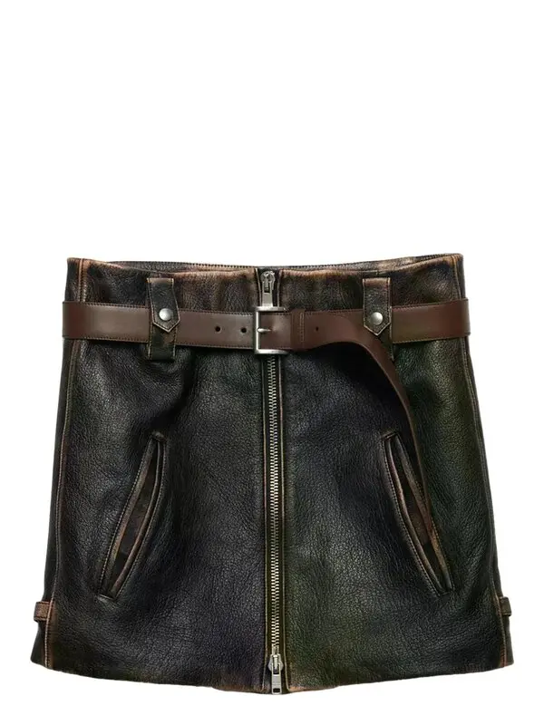 Prada Leather Mini Skirt - Black