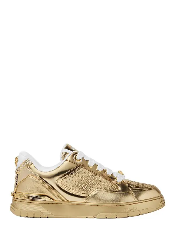 Versace Biggie Basket Metallic Sneakers - Gold