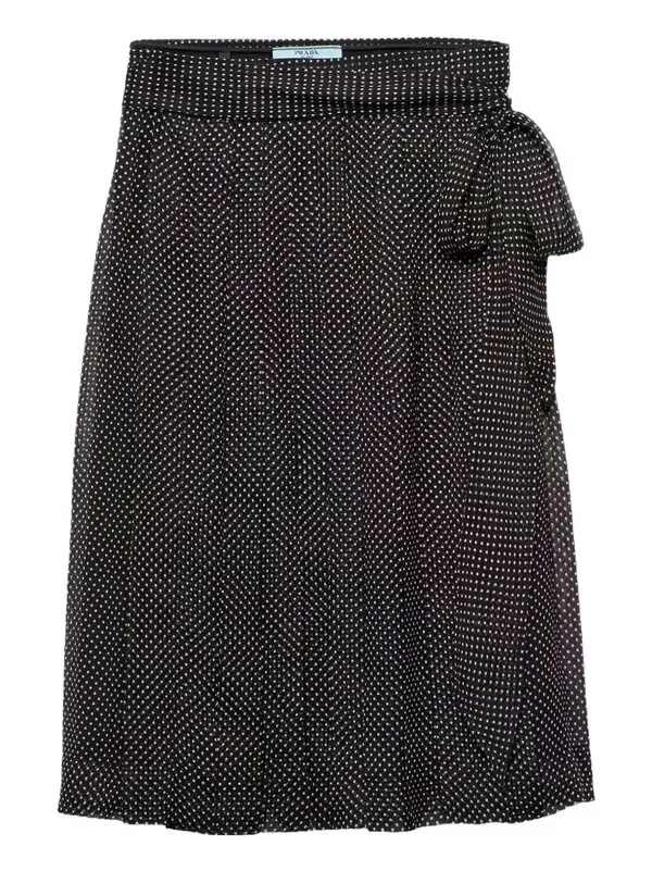 Prada Printed Chiffon Wrap Midi Skirt - Black