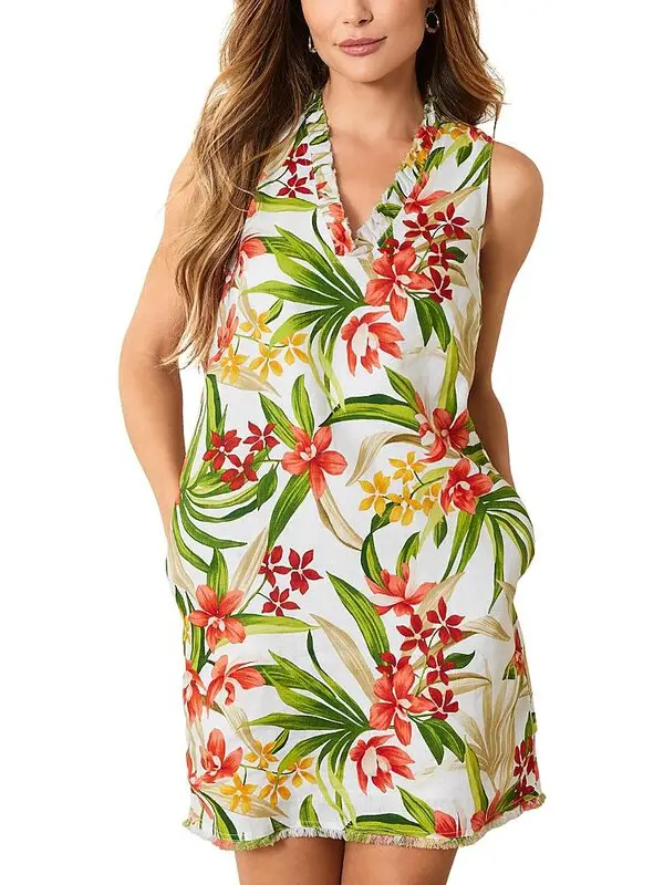Tommy Bahama Calli Cove Ruffled Neck Dress - Coconut