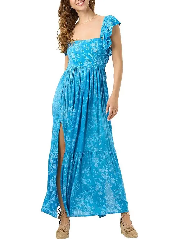 Tiare Hawaii Noah Ruffled Maxi Dress - Batik Orchid Blue