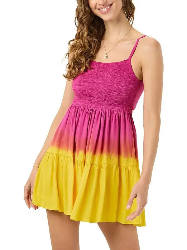 Tiare Hawaii Avisa Cutout Back Mini Dress - Fuchsia Ombre Yellow