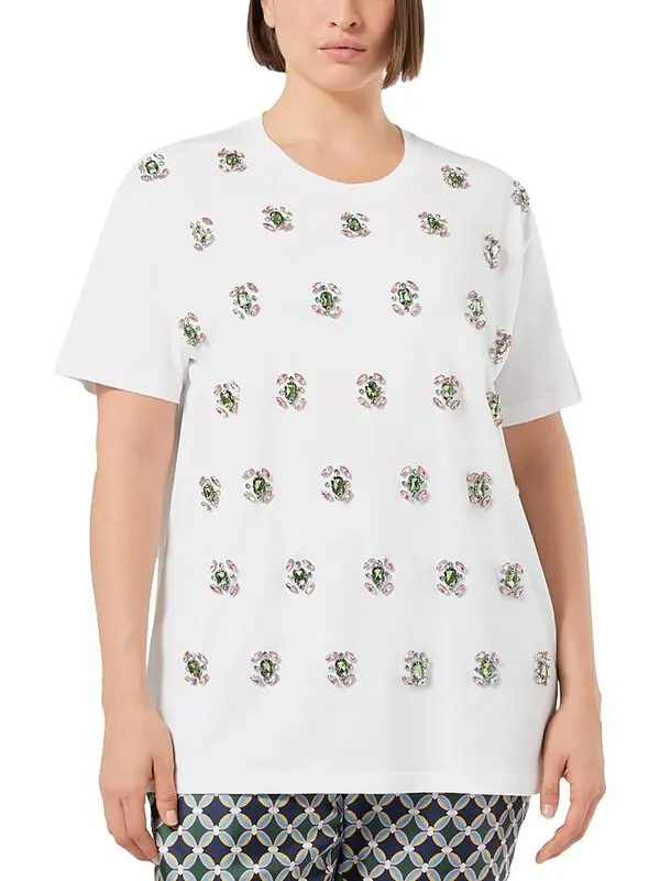 Marina Rinaldi 1a Uscita Reed Embellished Tee - Optical Wh