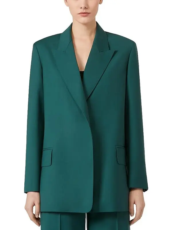 Max Mara Wool Peak Lapel Blazer - Dark Green