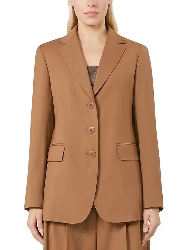 Max Mara Wool Notched Lapel Blazer - Hazelnut B