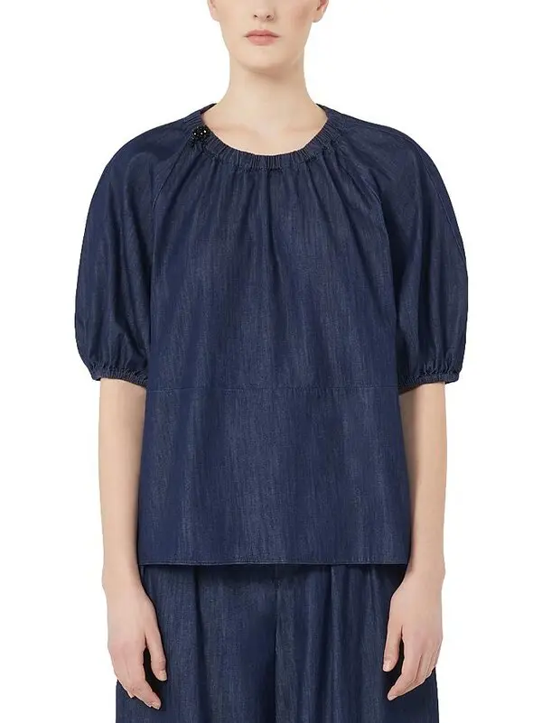 Max Mara Talia Balloon Sleeve Top - Midnight