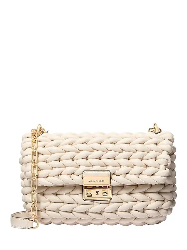 Michael Kors Woven Convertible Chain Shoulder Bag - Light Cream