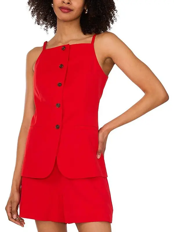 1.State Button Front Vest - Goji Berry
