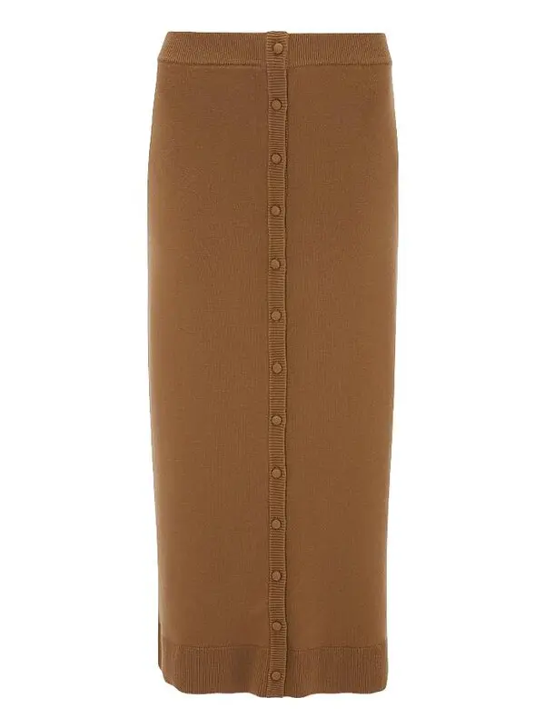 Victoria Beckham Knit Midi Skirt - Camel