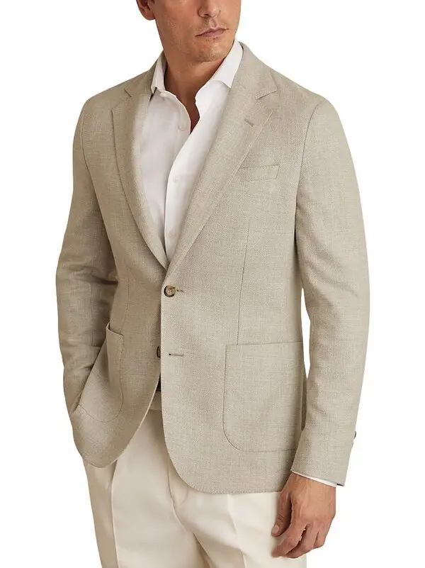 REISS Textured Notch Lapel Blazer - Soft Grey