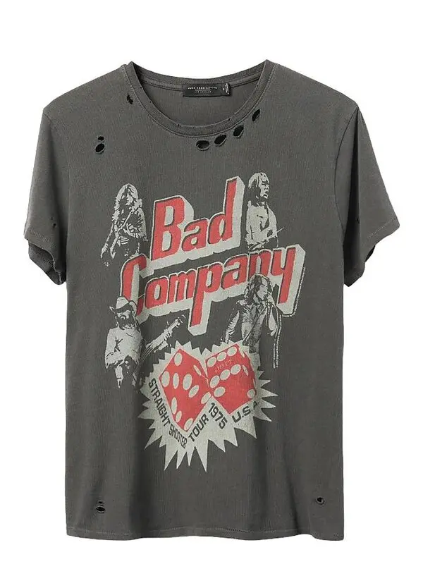 Junk Food Clothing Bad Company Straight Shooter Tour Vintage Destroy Tee - Vintage Black
