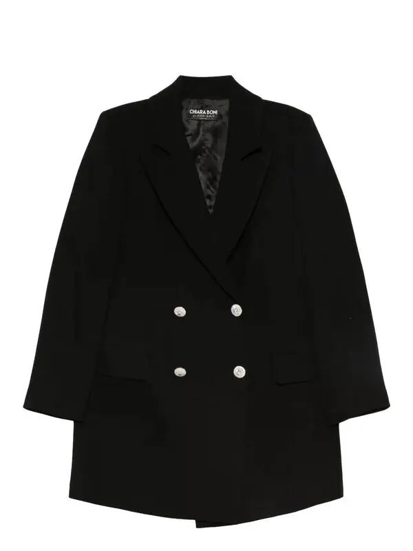 Chiara Boni La Petite Robe Ecoply Embellished Double-breasted Coat - Black