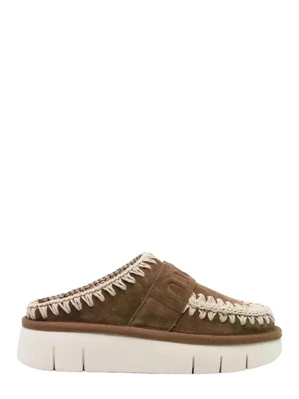 Mou 45mm Suede Platform Mules - Brown