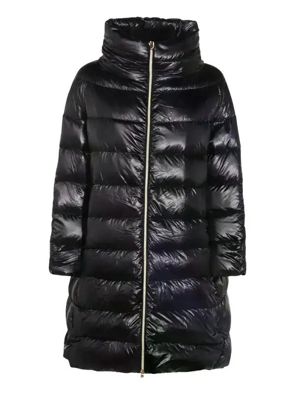 Herno Quilted High-neck Oversized Coat - Black