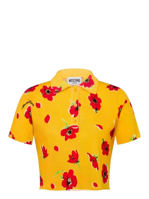 Moschino Cropped Polo Shirt - Yellow