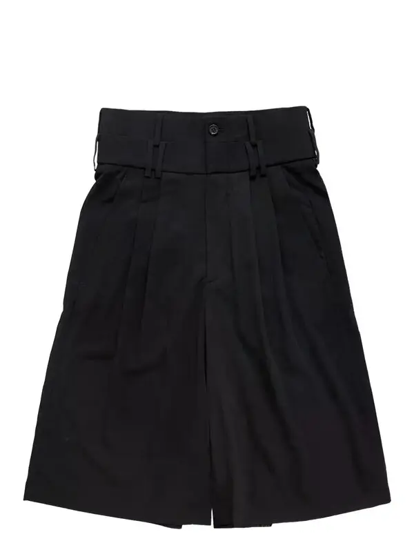 NAMACHEKO Pleated Double-waistband Shorts - Black