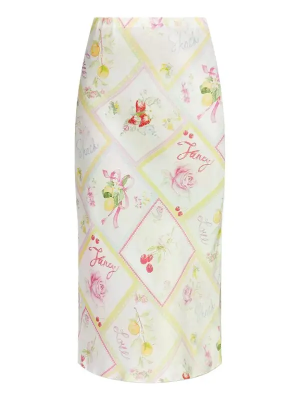 LoveShackFancy Fruit-print Bias-cut Skirt - Multicolour