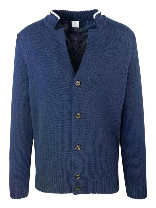 Eleventy V-neck Ribbed Cardigan - Blue