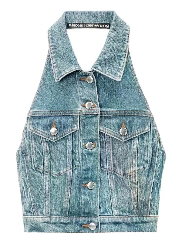 Alexander Wang Halterneck Denim Vest - Blue