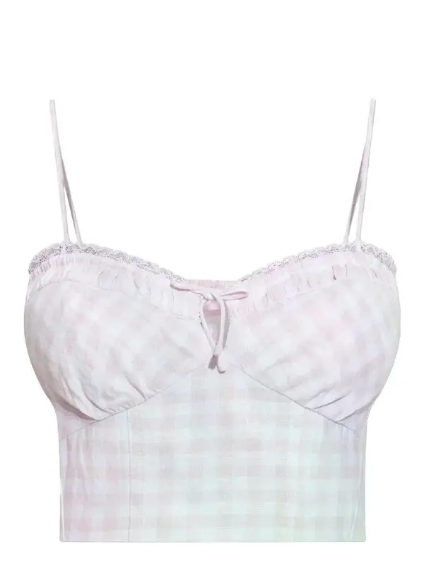 LoveShackFancy Amorana Gingham-check Top - Pink