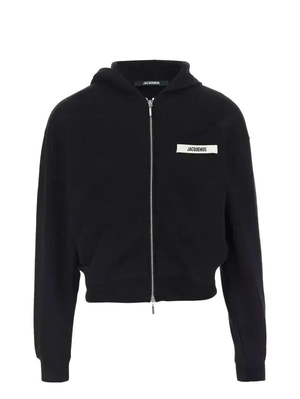 Jacquemus The Gros Grain Hooded Zip-up Sweatshirt - Black
