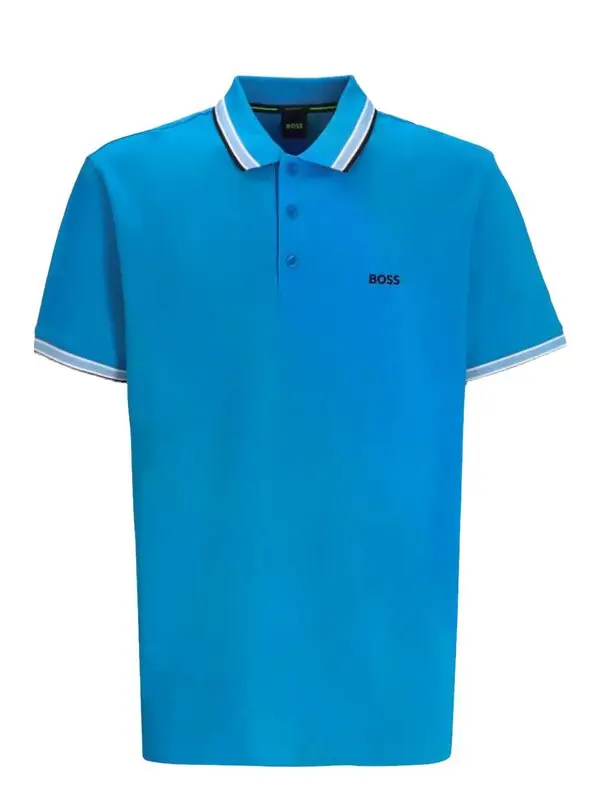 BOSS Striped-trim Polo Shirt - Blue